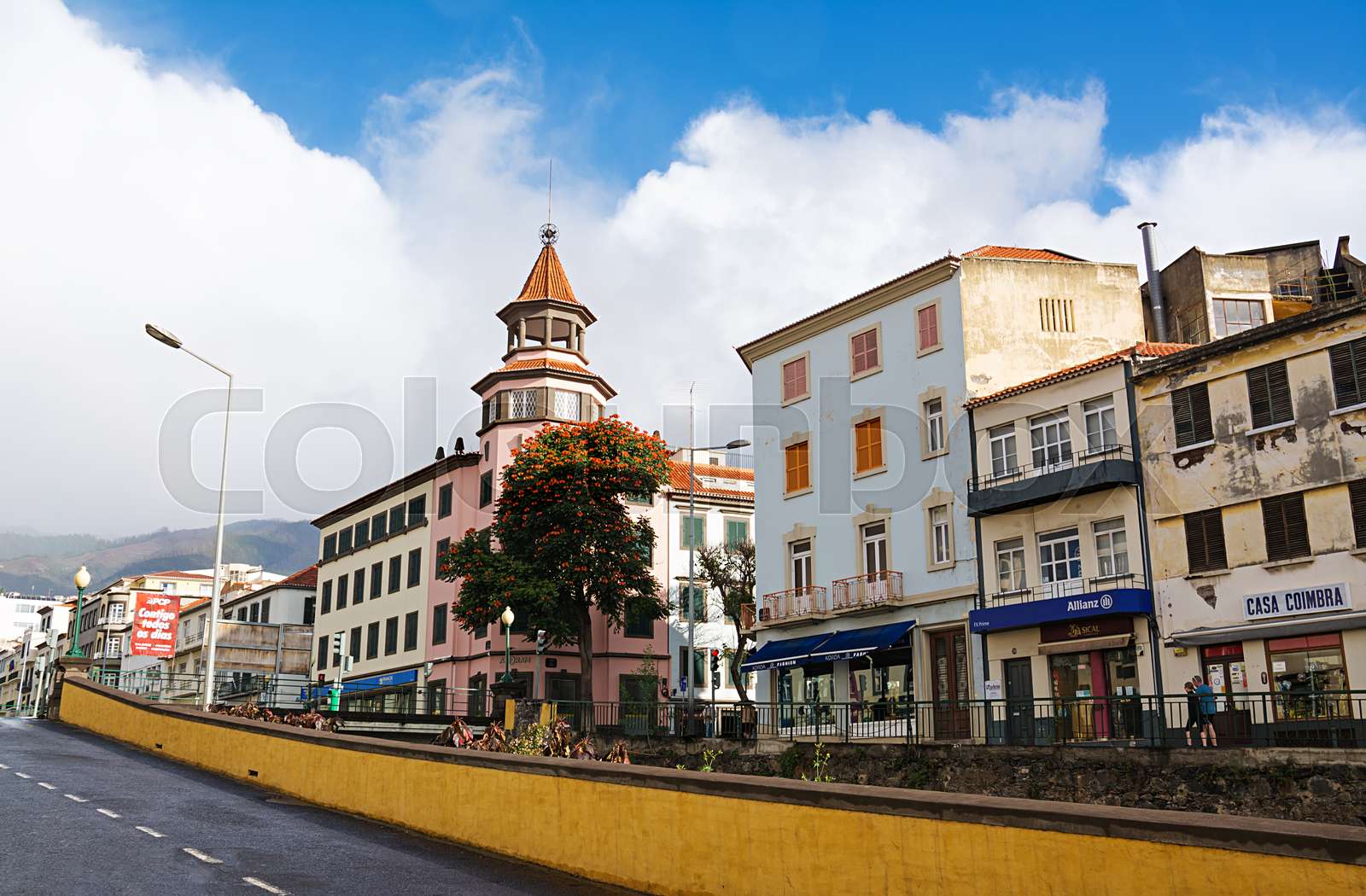 FUNCHAL, MADEIRA ISLAND - February 20, 2022: Funchal city street after ...