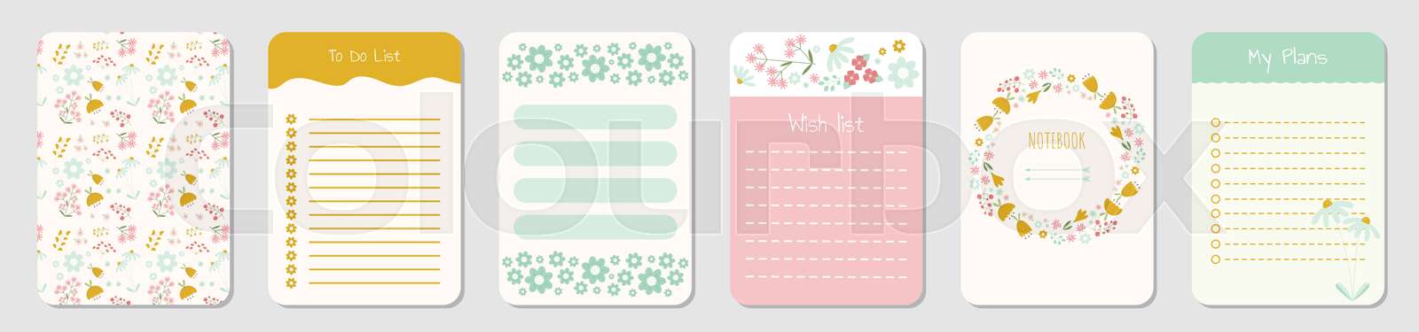 Collection of cute note paper | Stock vector | Colourbox