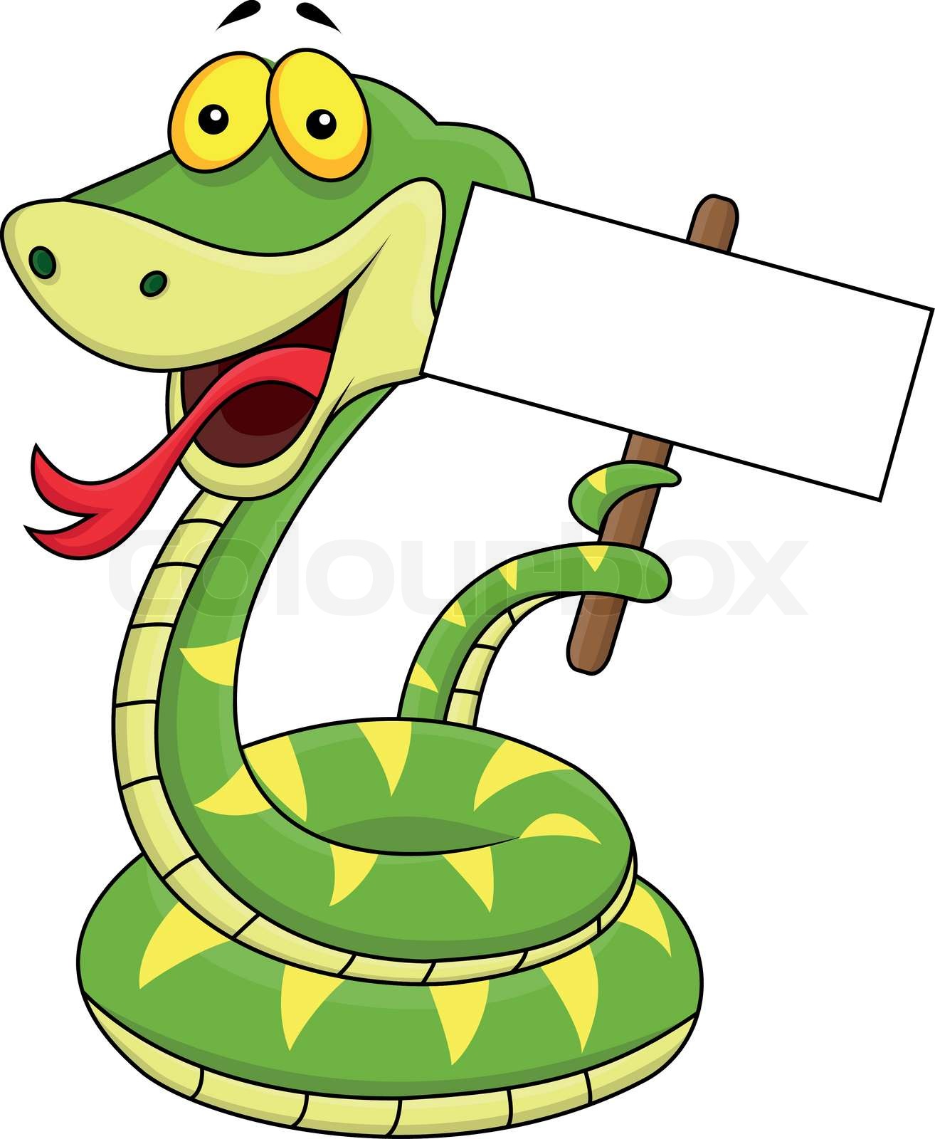 Snake cartoon with blank sign | Stock vector | Colourbox