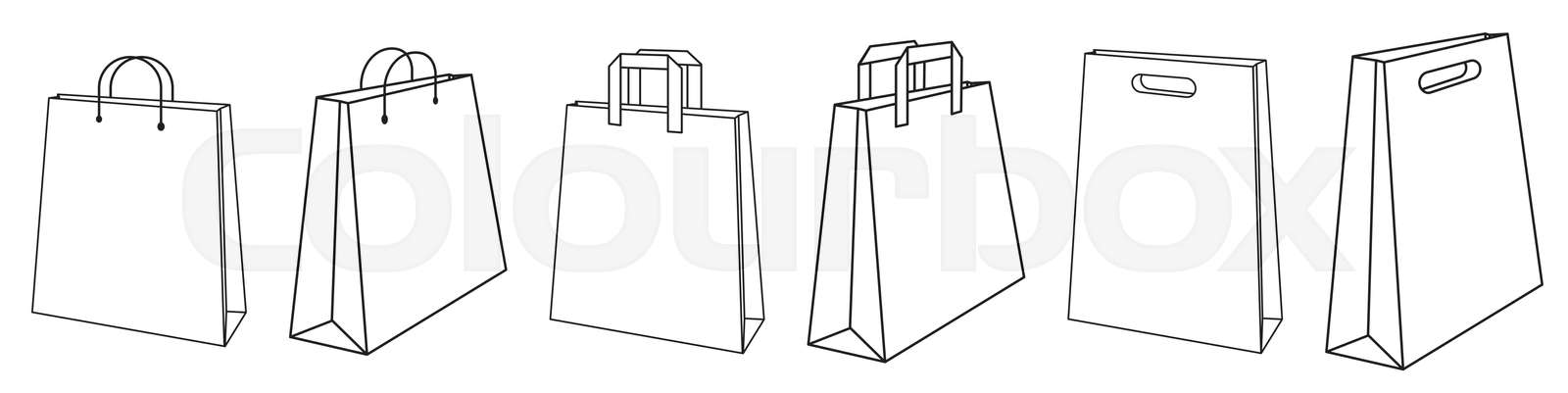 Set of shopping bags icon in thin outline, monoline style | Stock ...