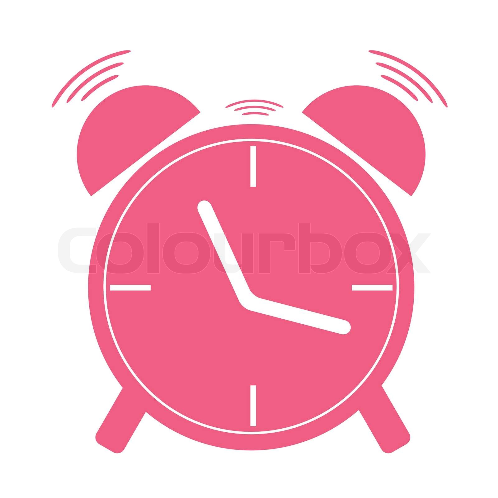 Ringing clock icon in pink | Stock vector | Colourbox