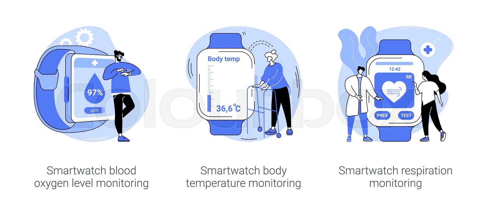 Smartwatch healthcare technologies isolated cartoon vector ...