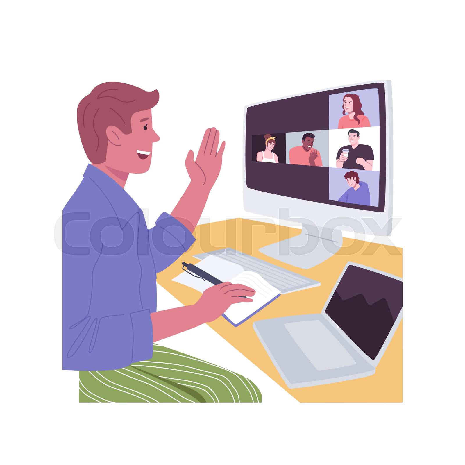 Online meeting isolated cartoon vector illustrations. | Stock vector ...