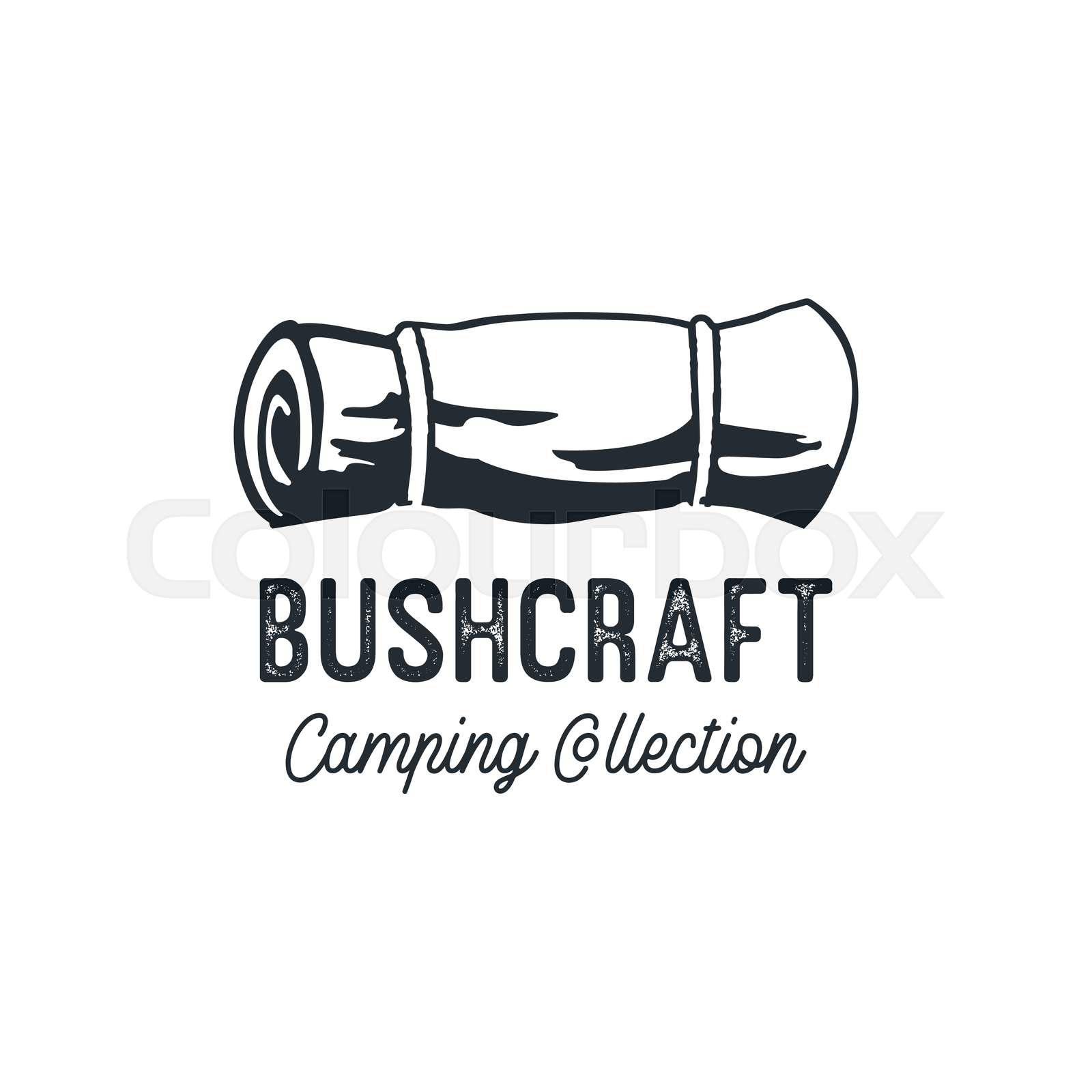 Bushcraft poster with sleeping bag | Stock vector | Colourbox