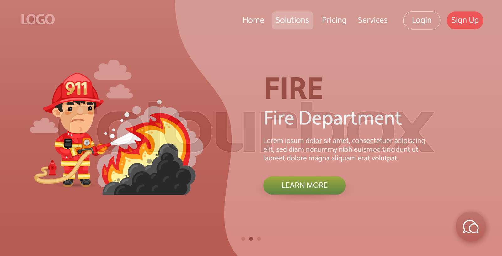 Fire Website Template | Stock vector | Colourbox