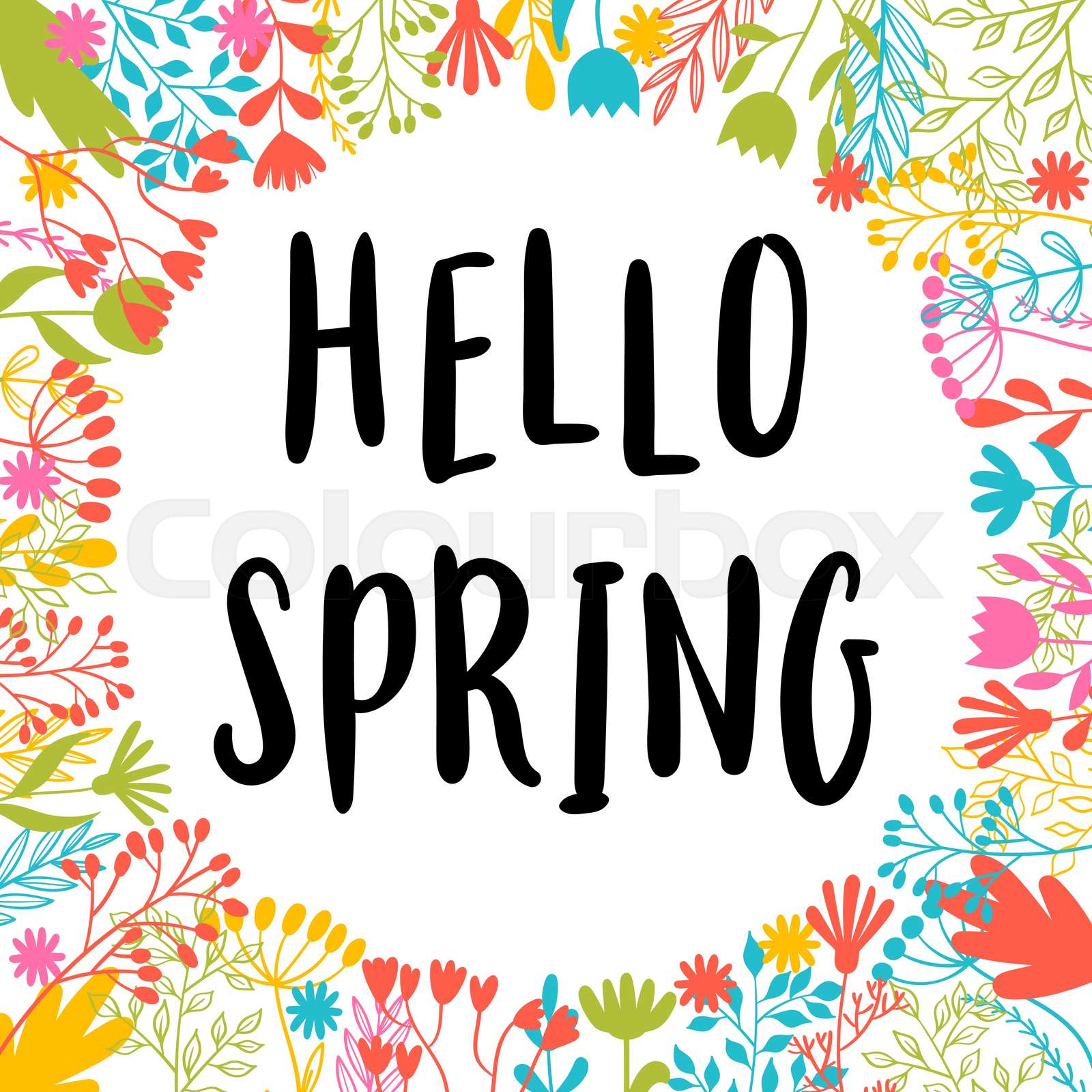 Hello spring. Inspirational and motivating phrase. Quote, slogan ...