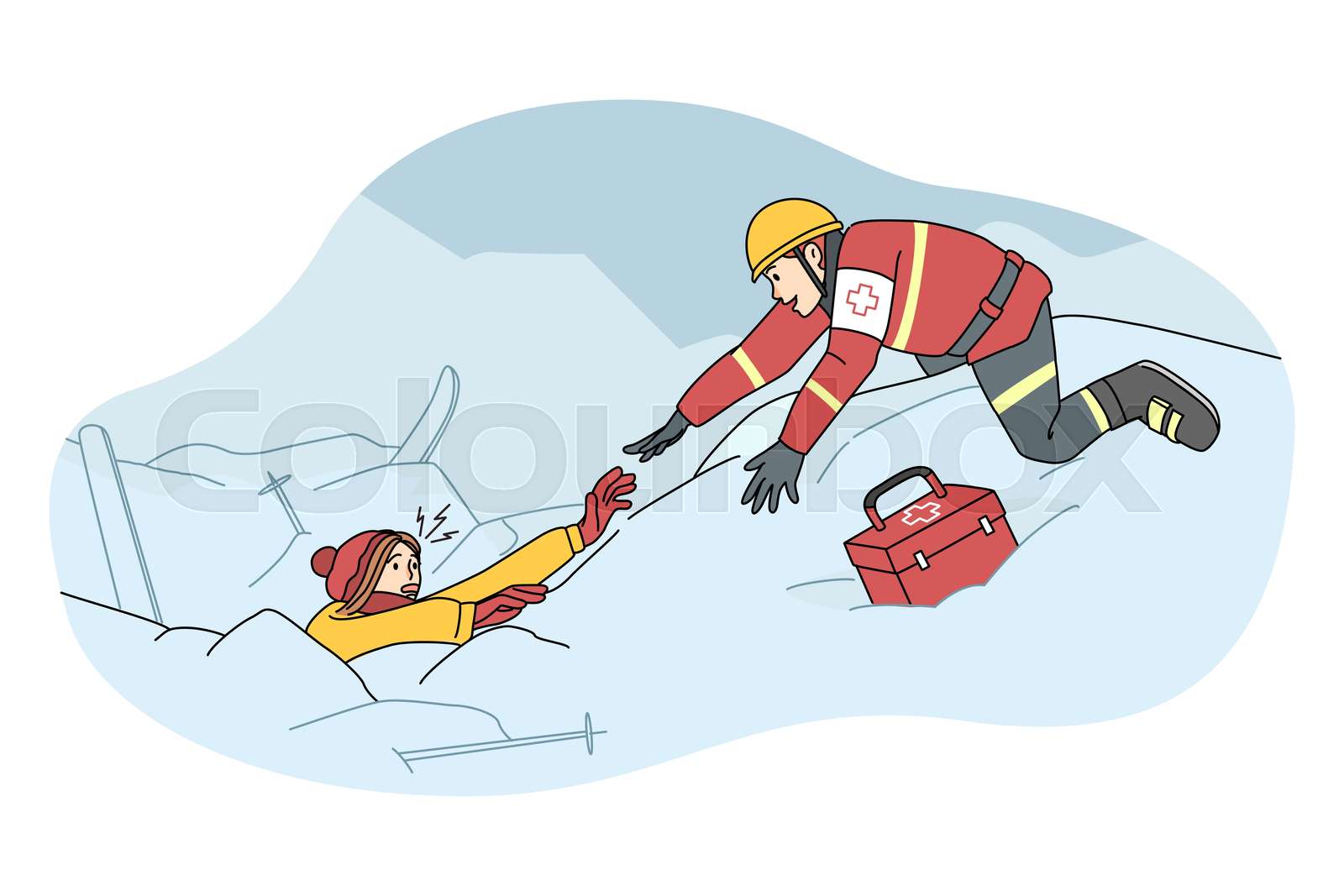 Lifesaver help person from avalanche | Stock vector | Colourbox
