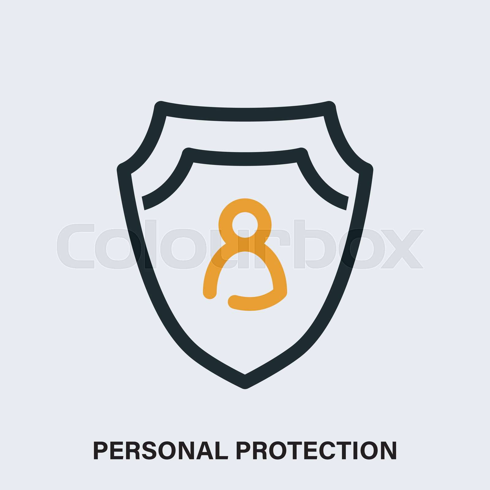 Personal protection vector icon on light. Isolated linear symbol of ...