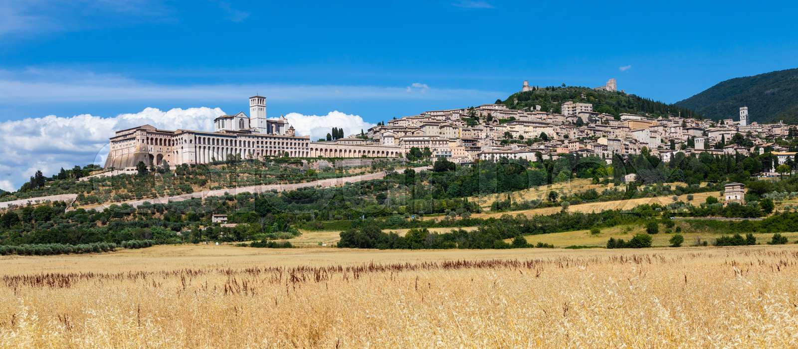 Assisi village in Umbria region, Italy. The town is famous for the most ...