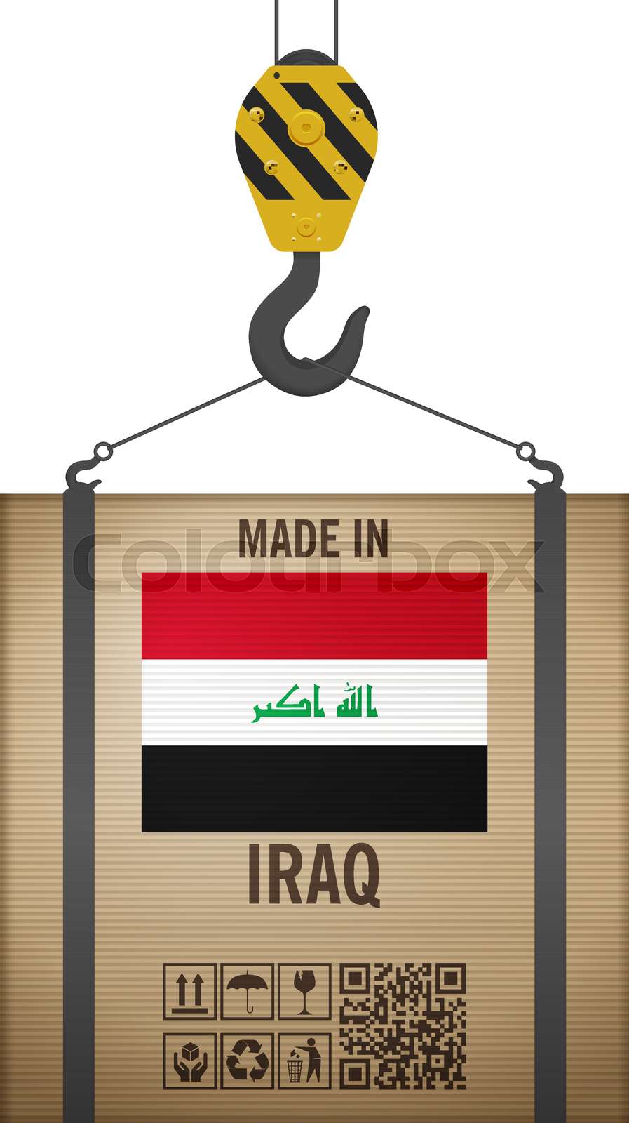 Hooked cardboard box made in Iraq | Stock vector | Colourbox