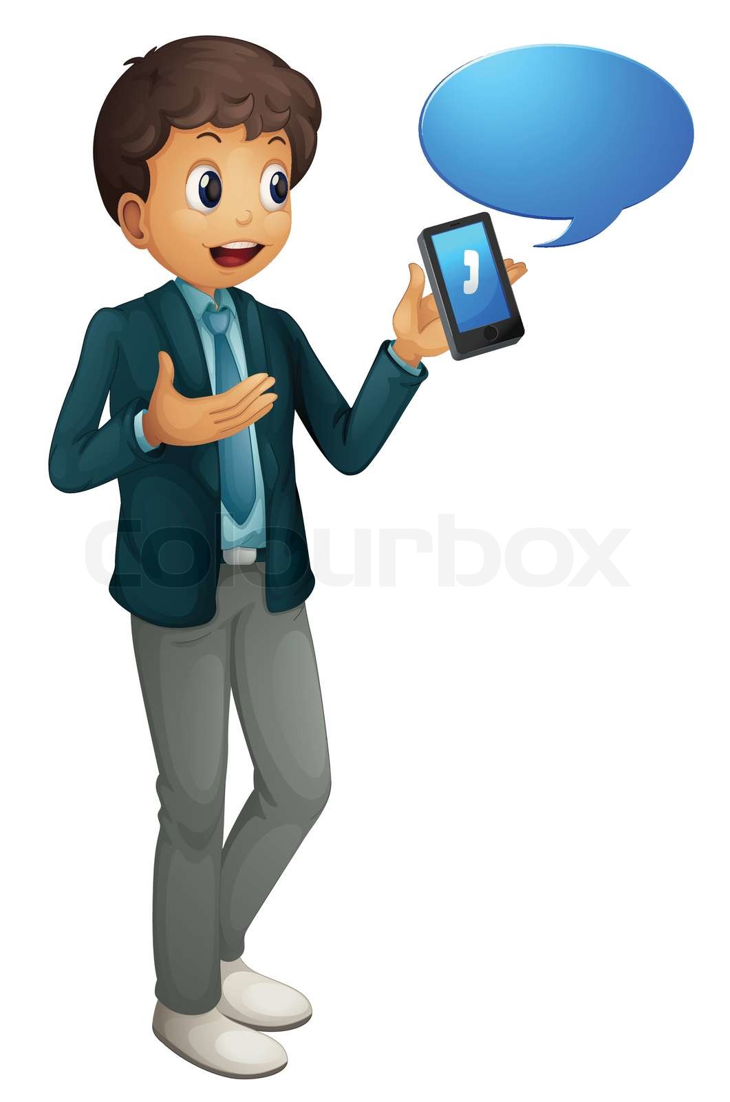 boy and cell phone | Stock vector | Colourbox