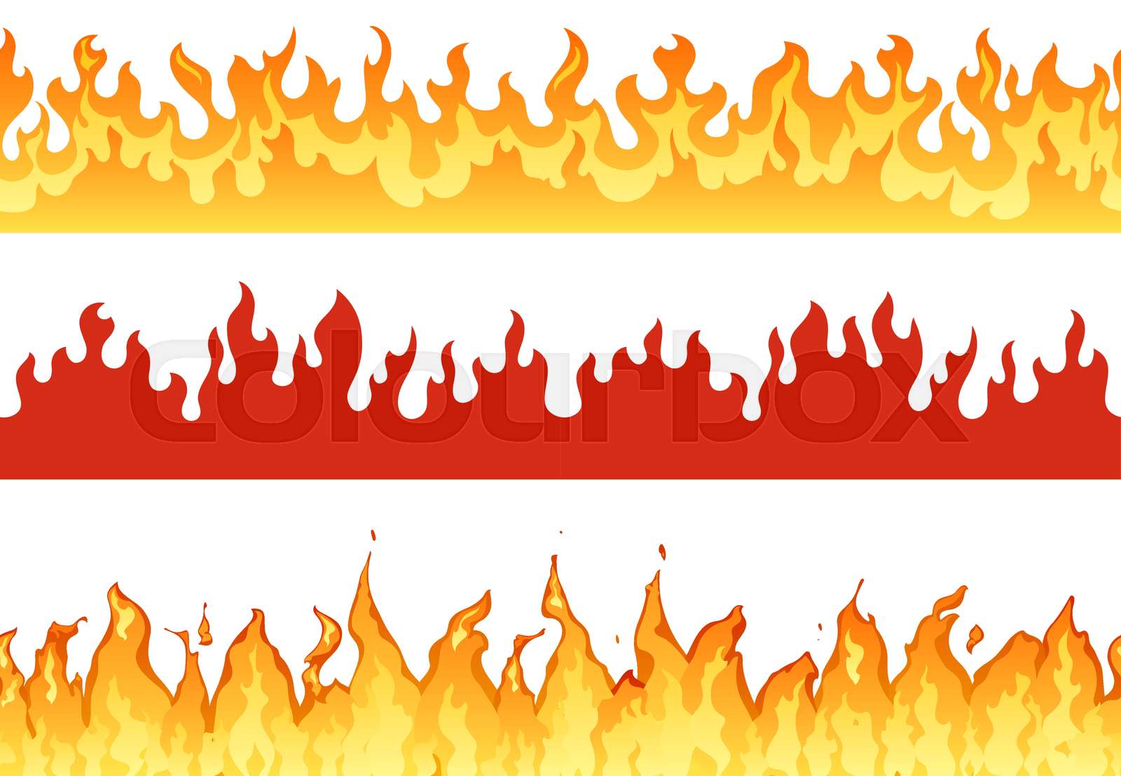 Fire banner. Flame border blazing silhouette or eternal flames. Hell ...