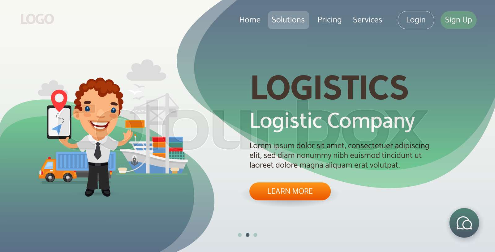 Logistics Website Template | Stock vector | Colourbox
