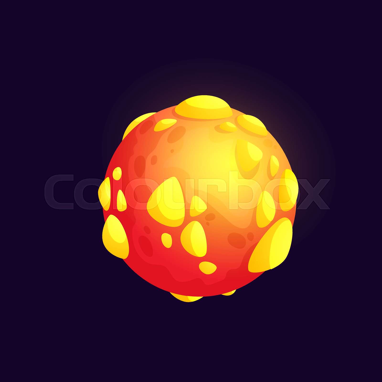 Cartoon yellow planet, fantasy galaxy universe | Stock vector | Colourbox