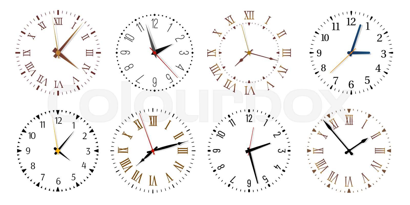 Modern clock faces. Minimalist watch, round clocks and watch face ...