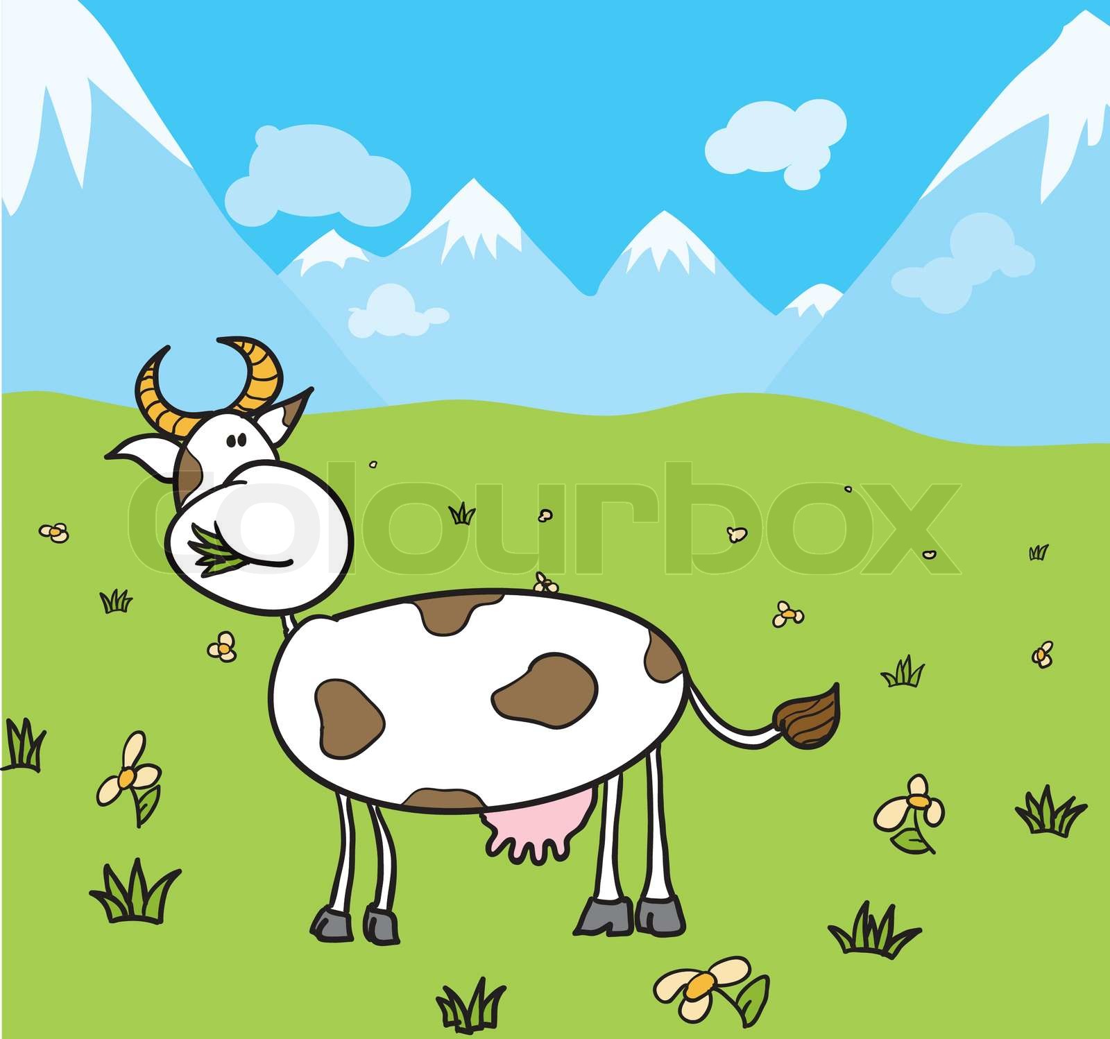cow on a pasture | Stock vector | Colourbox