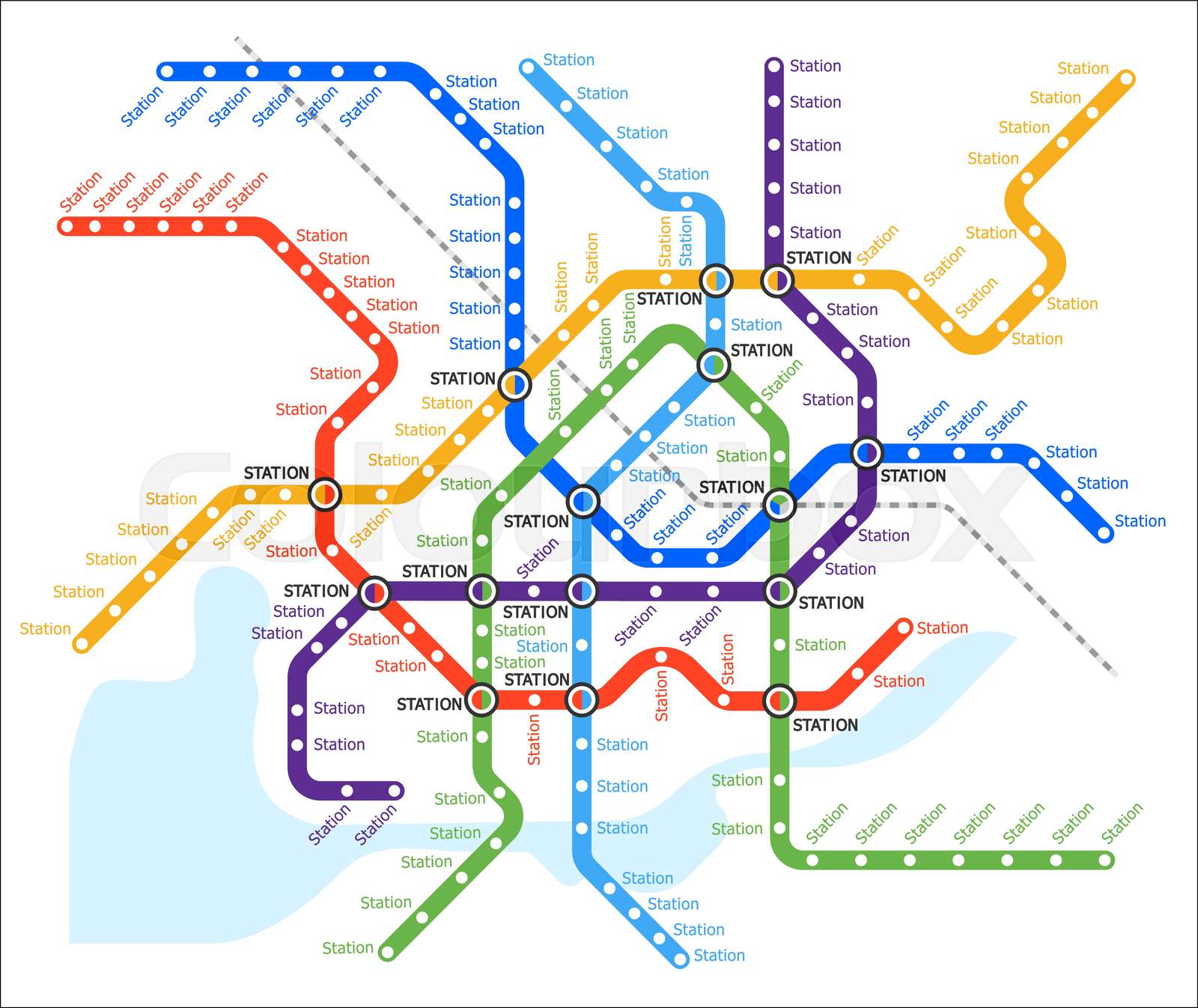 Metro underground, subway transport system map | Stock vector | Colourbox