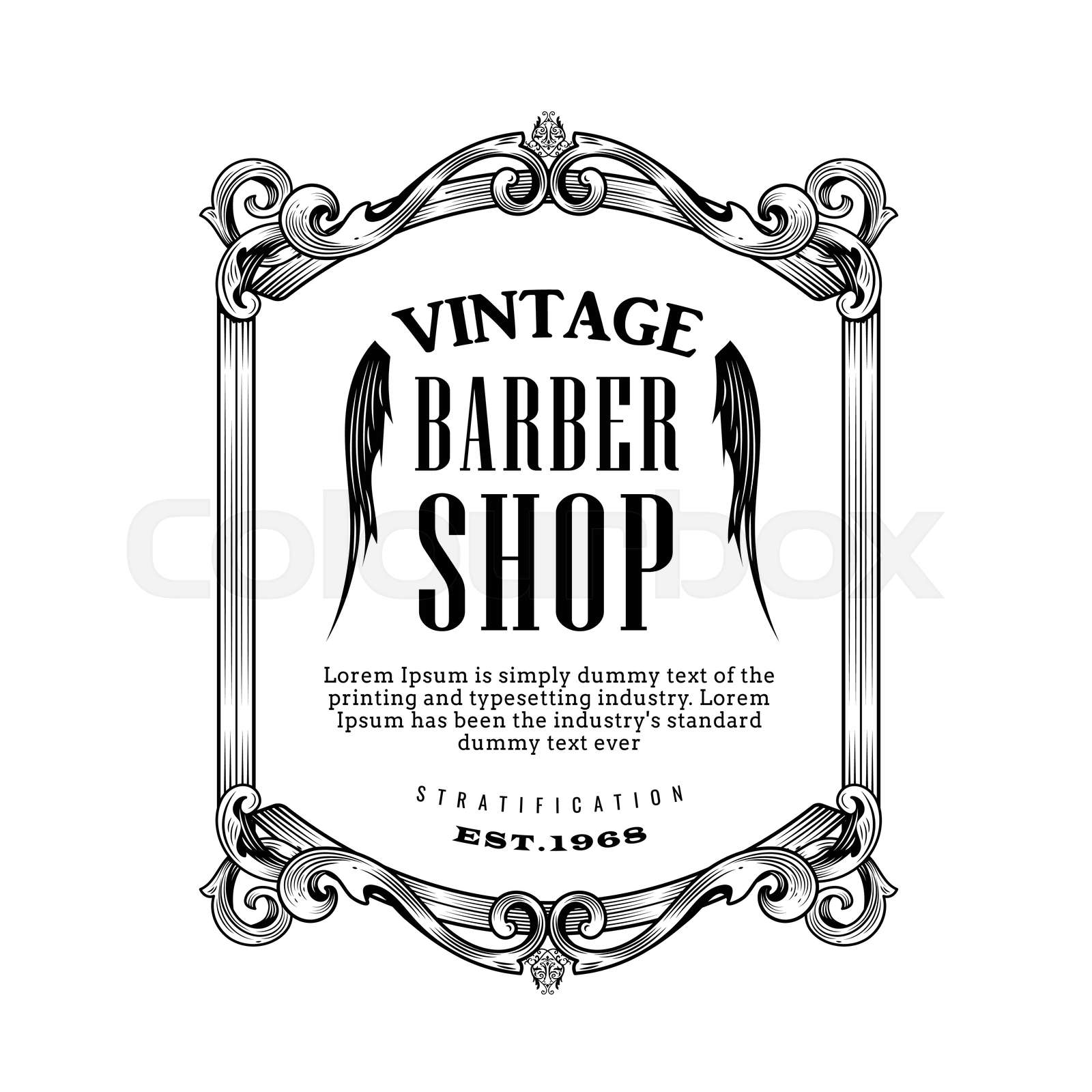 vintage frame antique barber shop engrave vector illustration | Stock ...