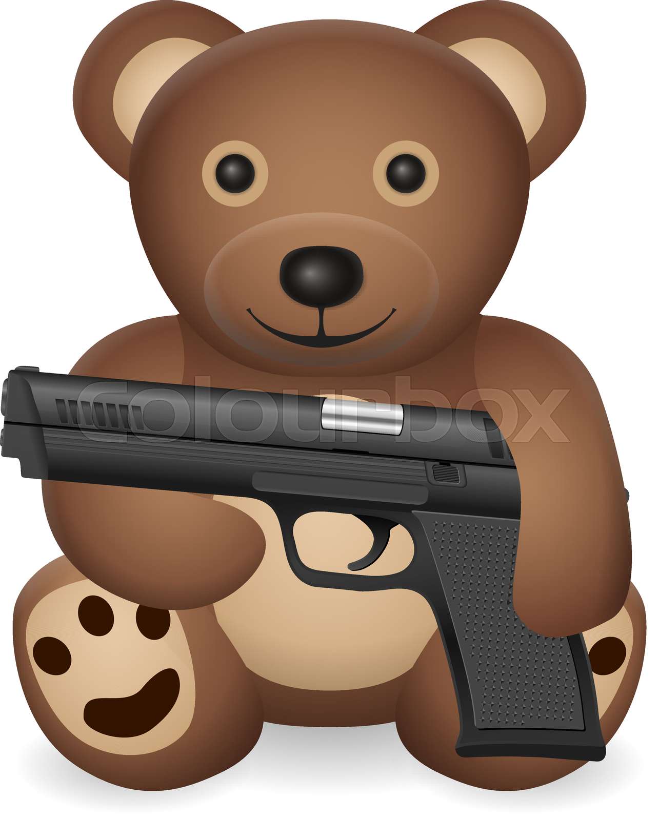 Teddy bear with pistol | Stock vector | Colourbox