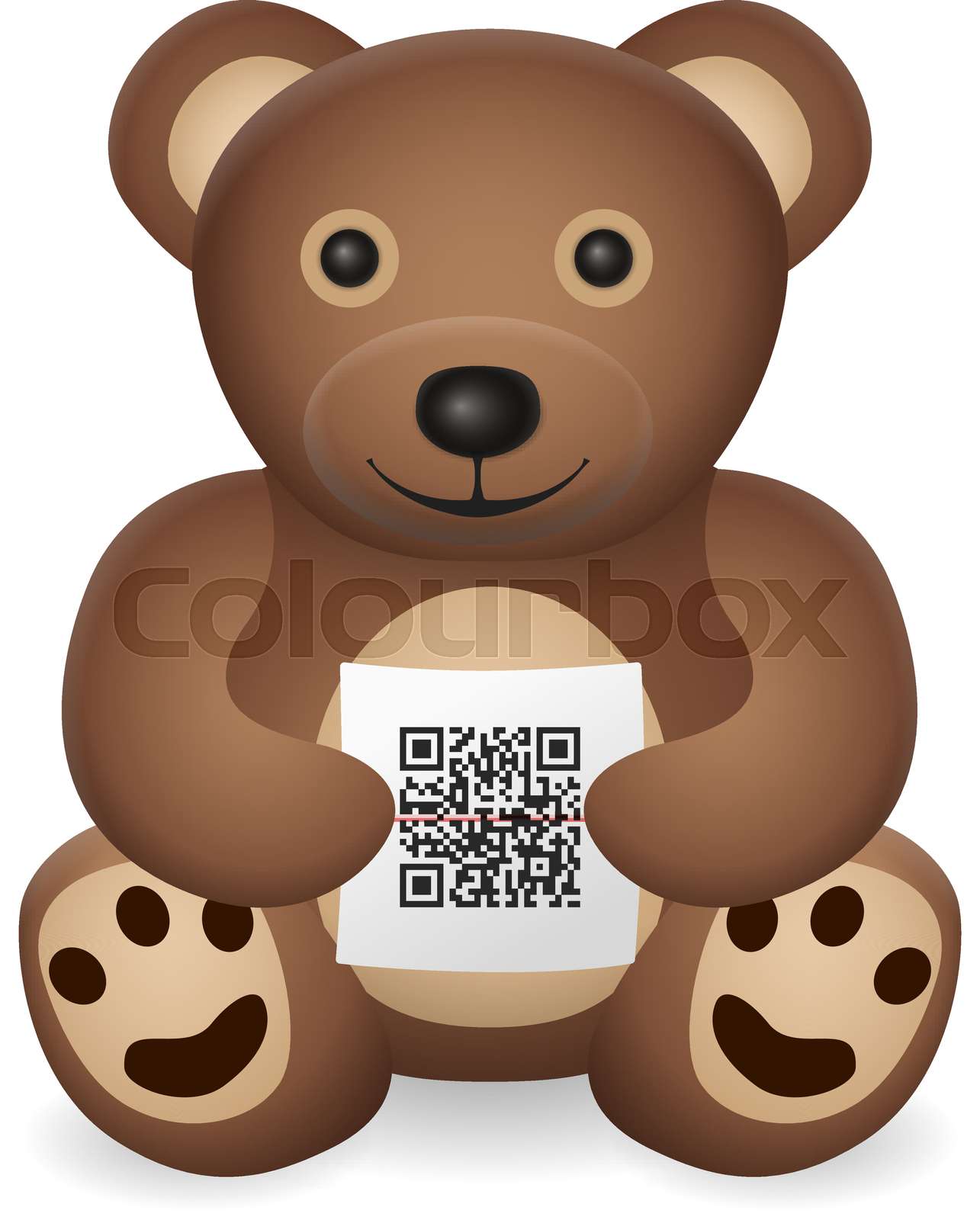 Teddy bear with QR code | Stock vector | Colourbox