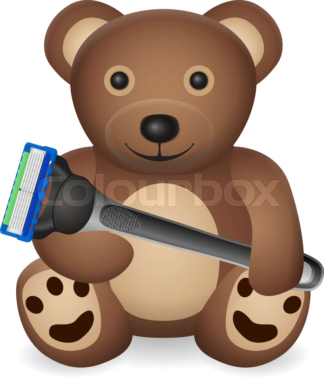 Teddy bear with shaving razor | Stock vector | Colourbox