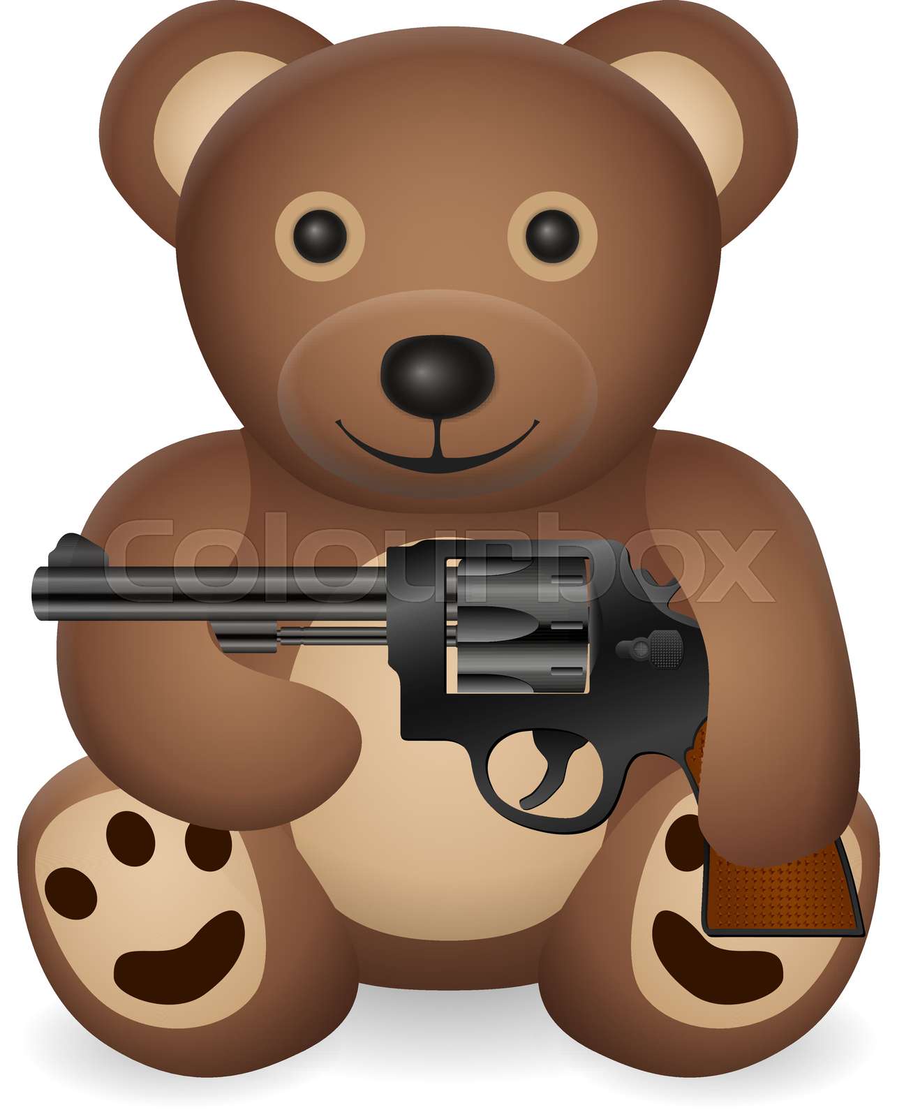 Teddy bear with revolver | Stock vector | Colourbox