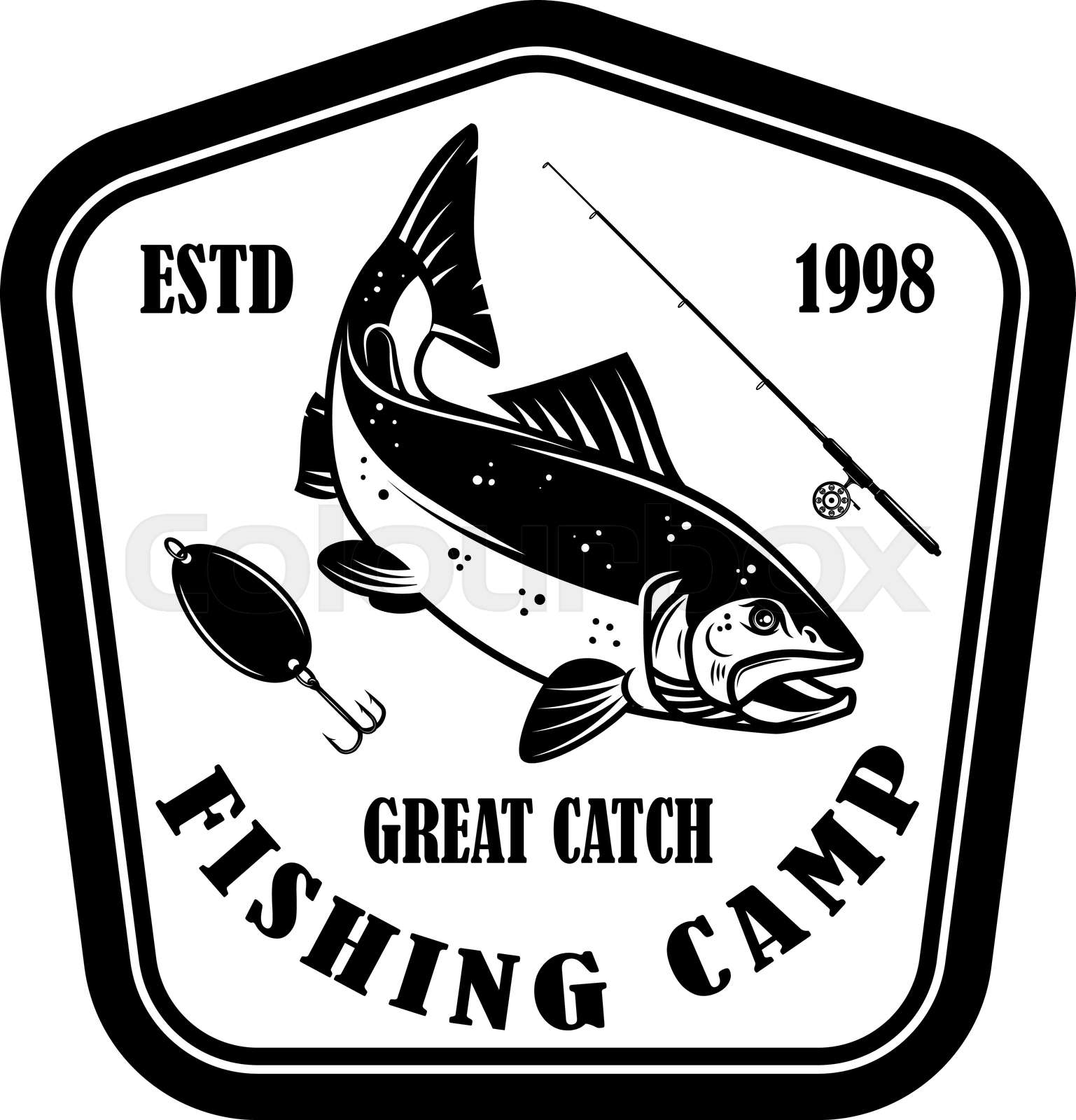 Great catch. Fishing club. Emblem template with salmon fish. Design ...