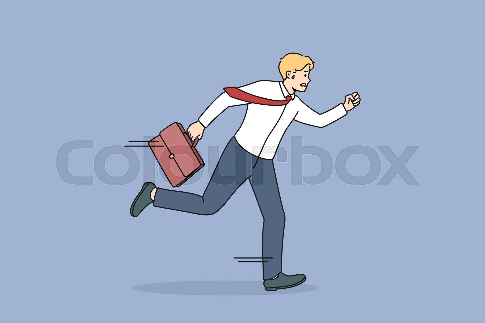 Anxious man worker running in hurry | Stock vector | Colourbox