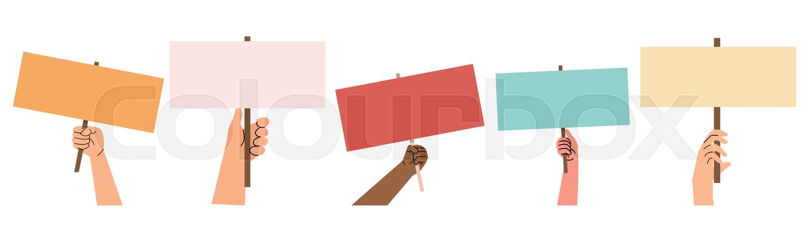 Hands holding banners sign concept | Stock vector | Colourbox