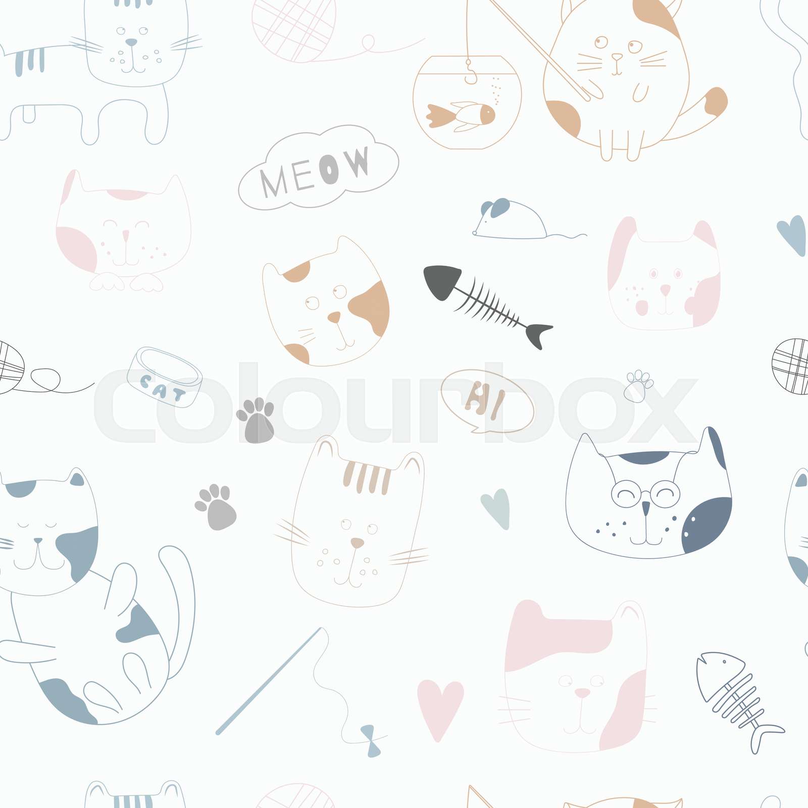 Kitty cat pattern | Stock vector | Colourbox