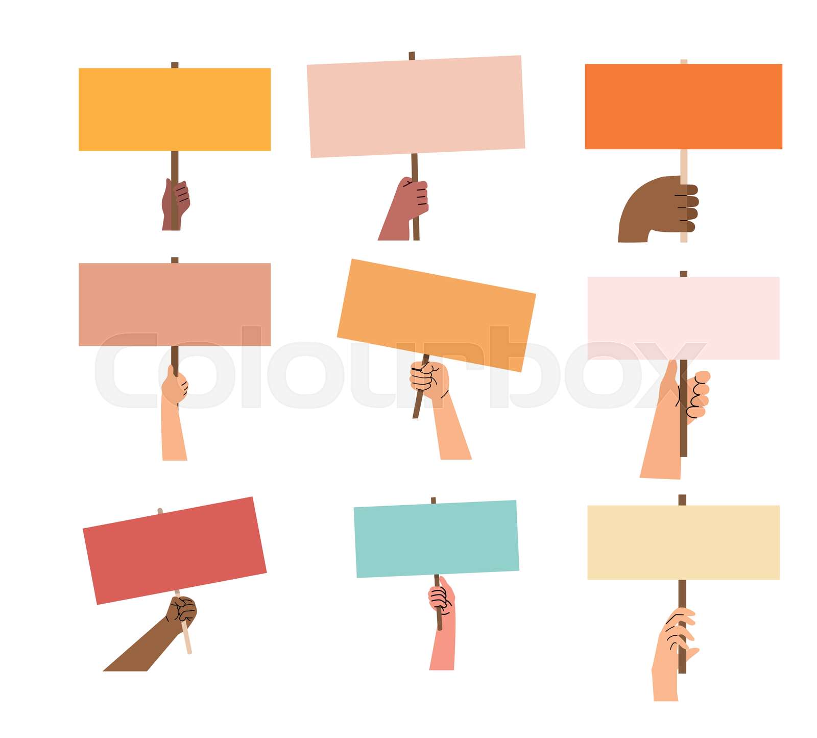 Hands holding banners sign concept set | Stock vector | Colourbox