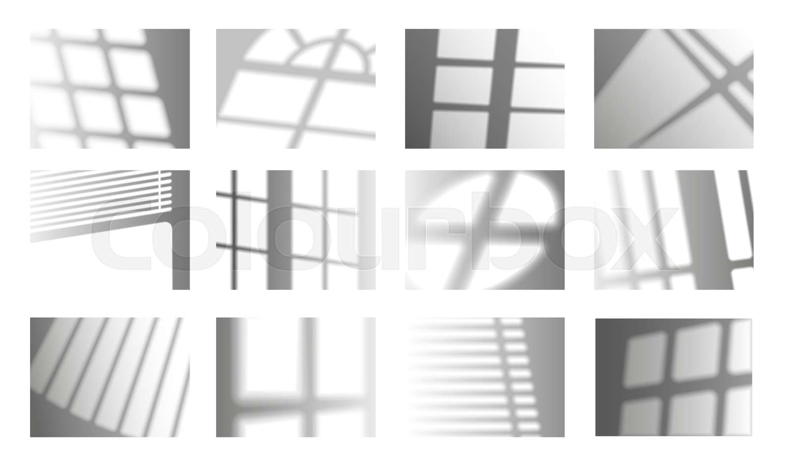 Window shadow overlay. Realistic light shade effect, window frames and ...