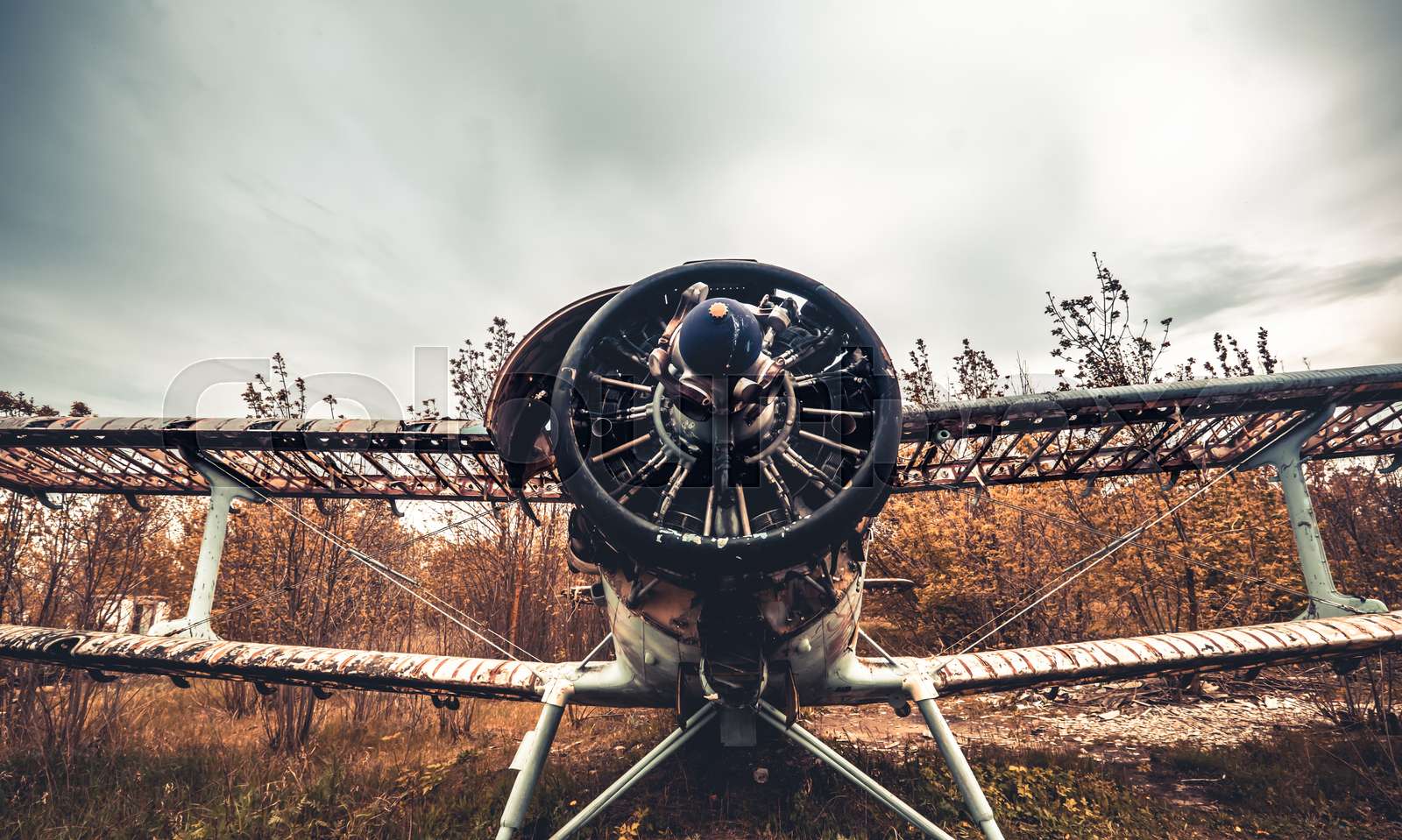 Abandoned airplane on the airfield | Stock image | Colourbox