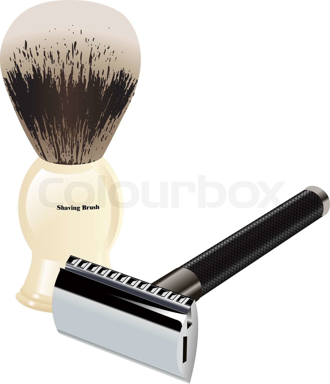 SHAVING BRUSH AND RAZOR | Stock vector | Colourbox