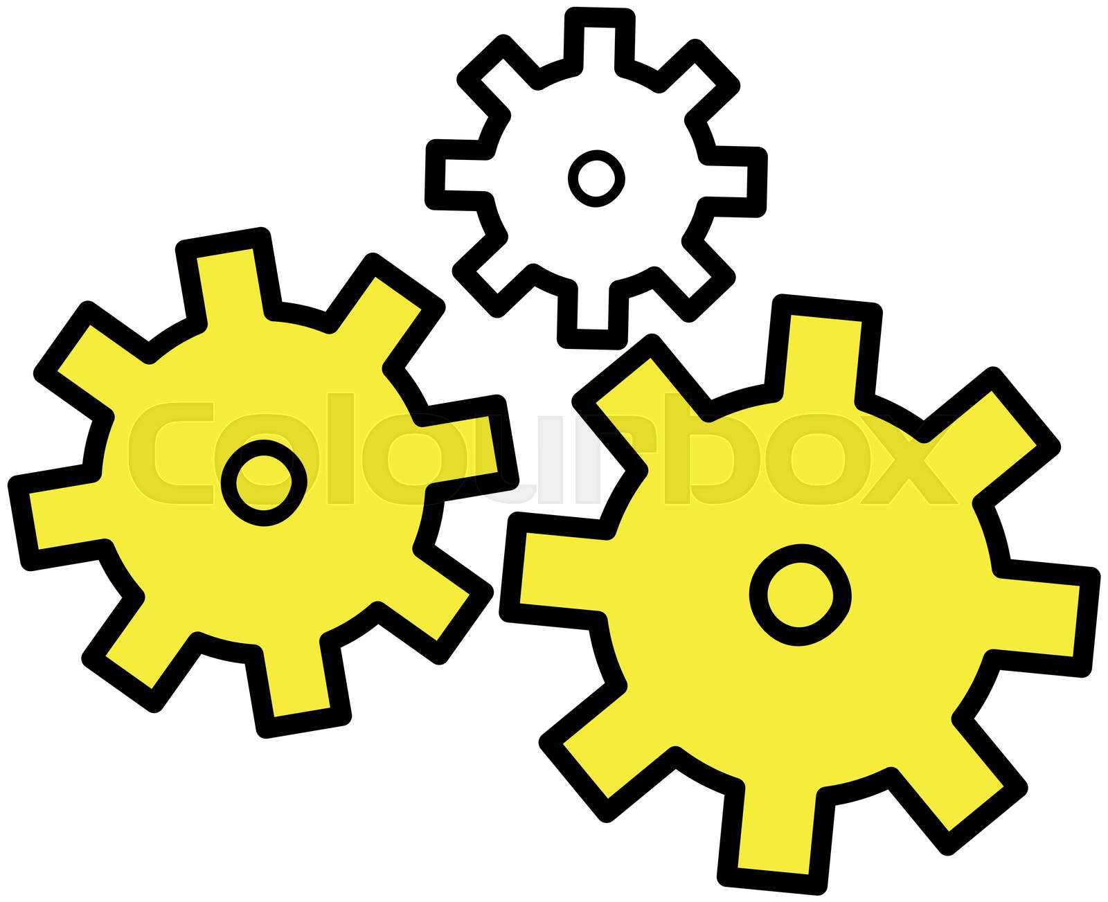 Equipment to work in maintenance. Colored gear in 2d style, cogwheel to ...