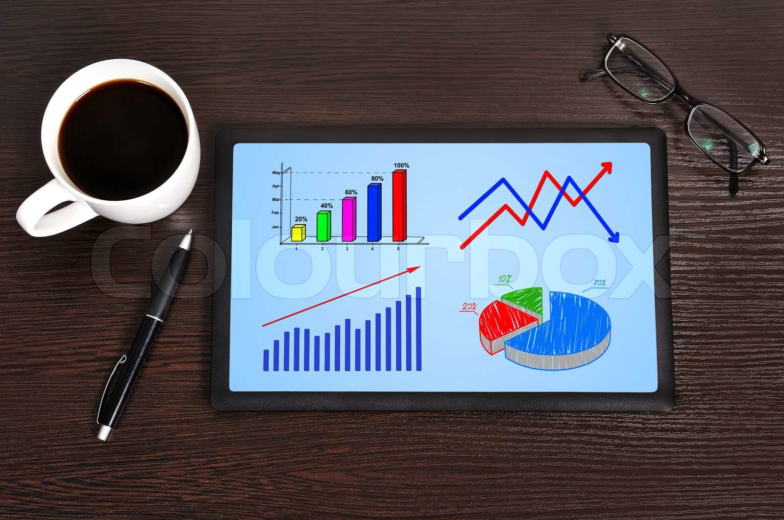 diagrams on touchpad | Stock image | Colourbox