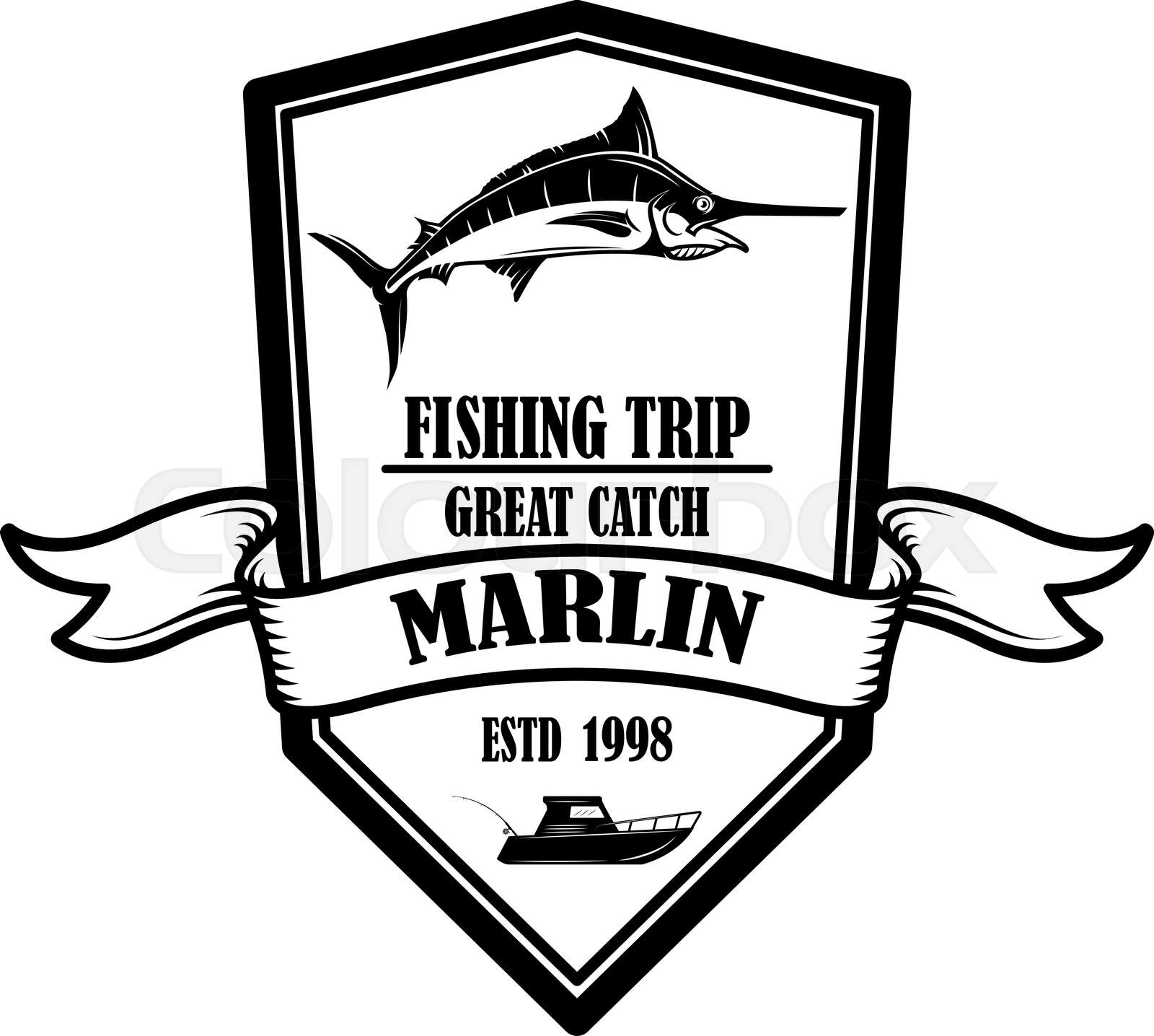 Marlin. Fishing trip. Emblem template with marlin. Design element for ...