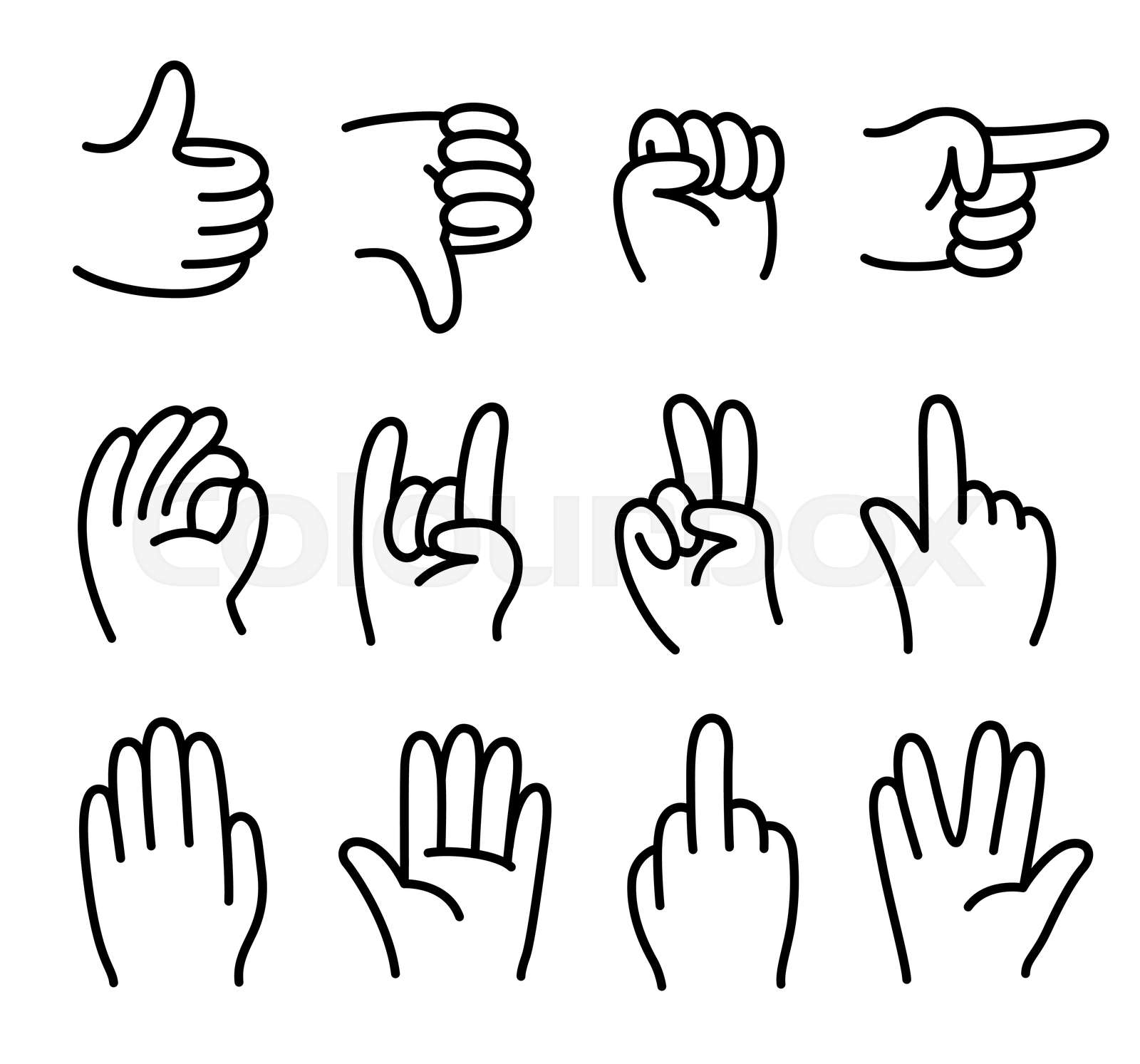 Cartoon hand gesture icon set | Stock vector | Colourbox
