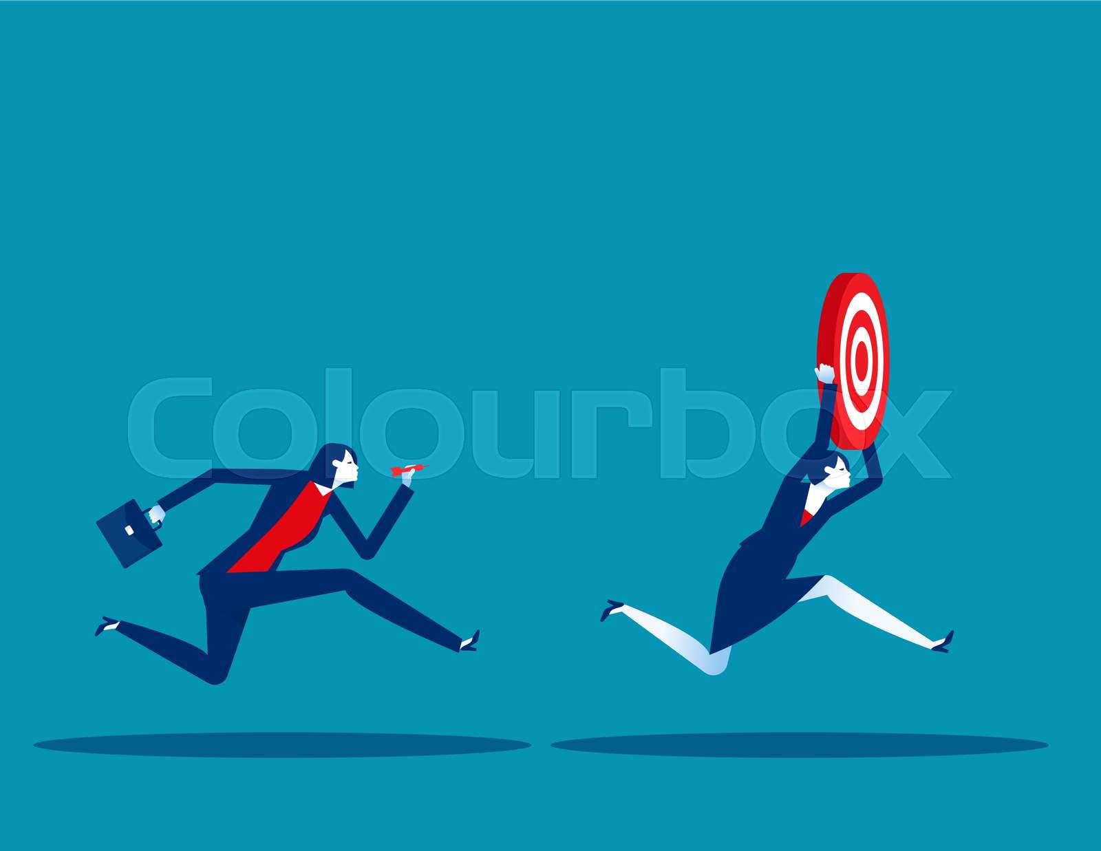 Run towards the goal. Business vector illustration concept | Stock ...