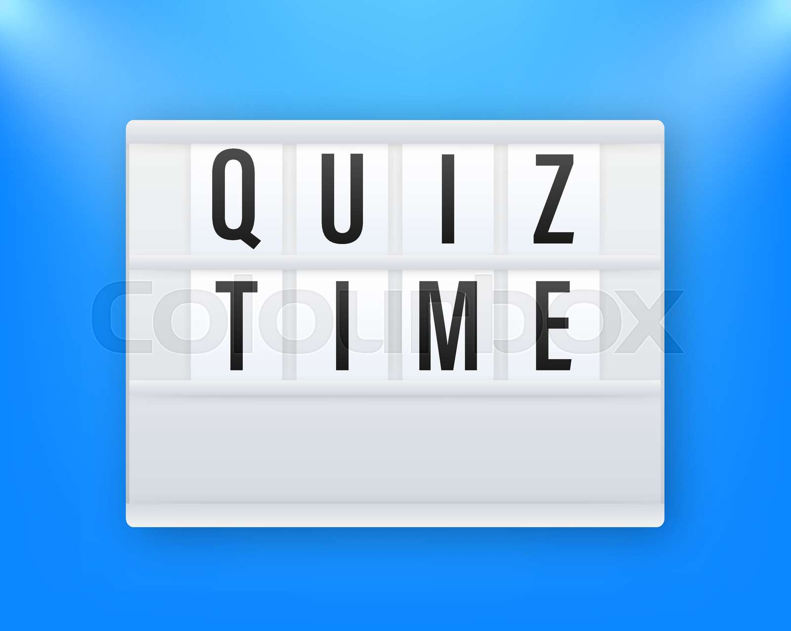 Quiz time lightbox with clock, concept of questionnaire show sing, quiz ... Quiz time lightbox with clock, concept of questionnaire show sing, quiz ...
