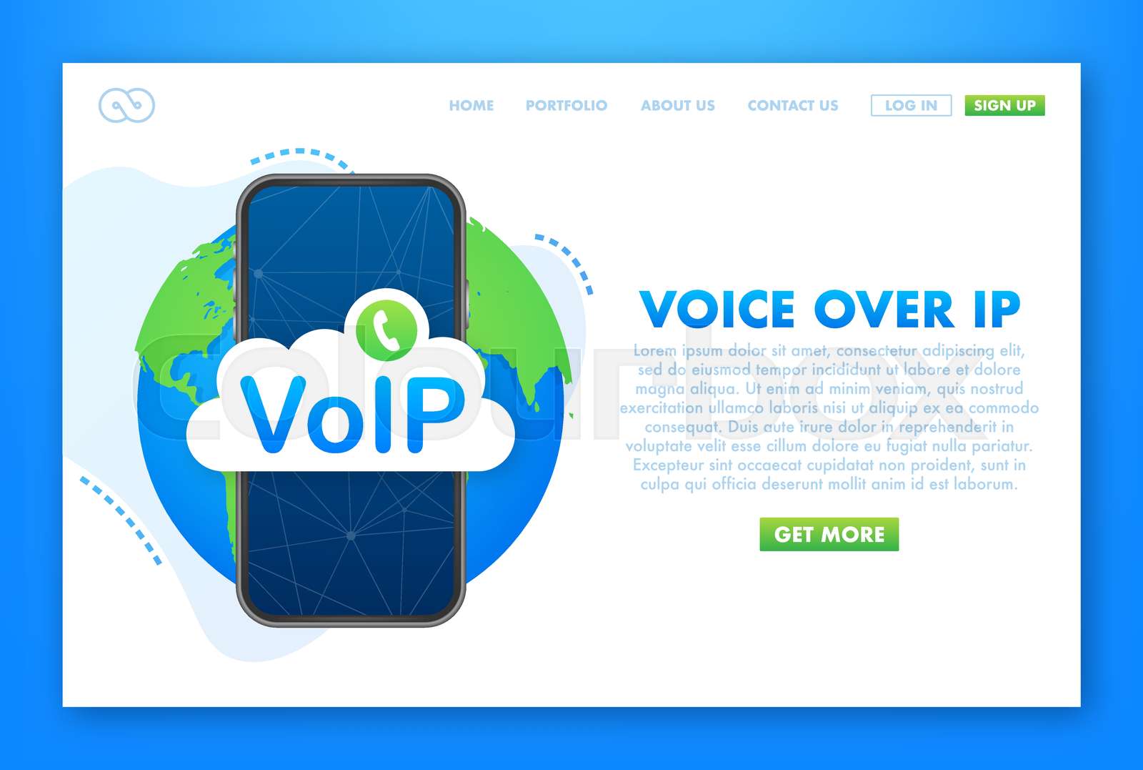 VoIP technology, voice over IP. Internet calling banner. Vector ...
