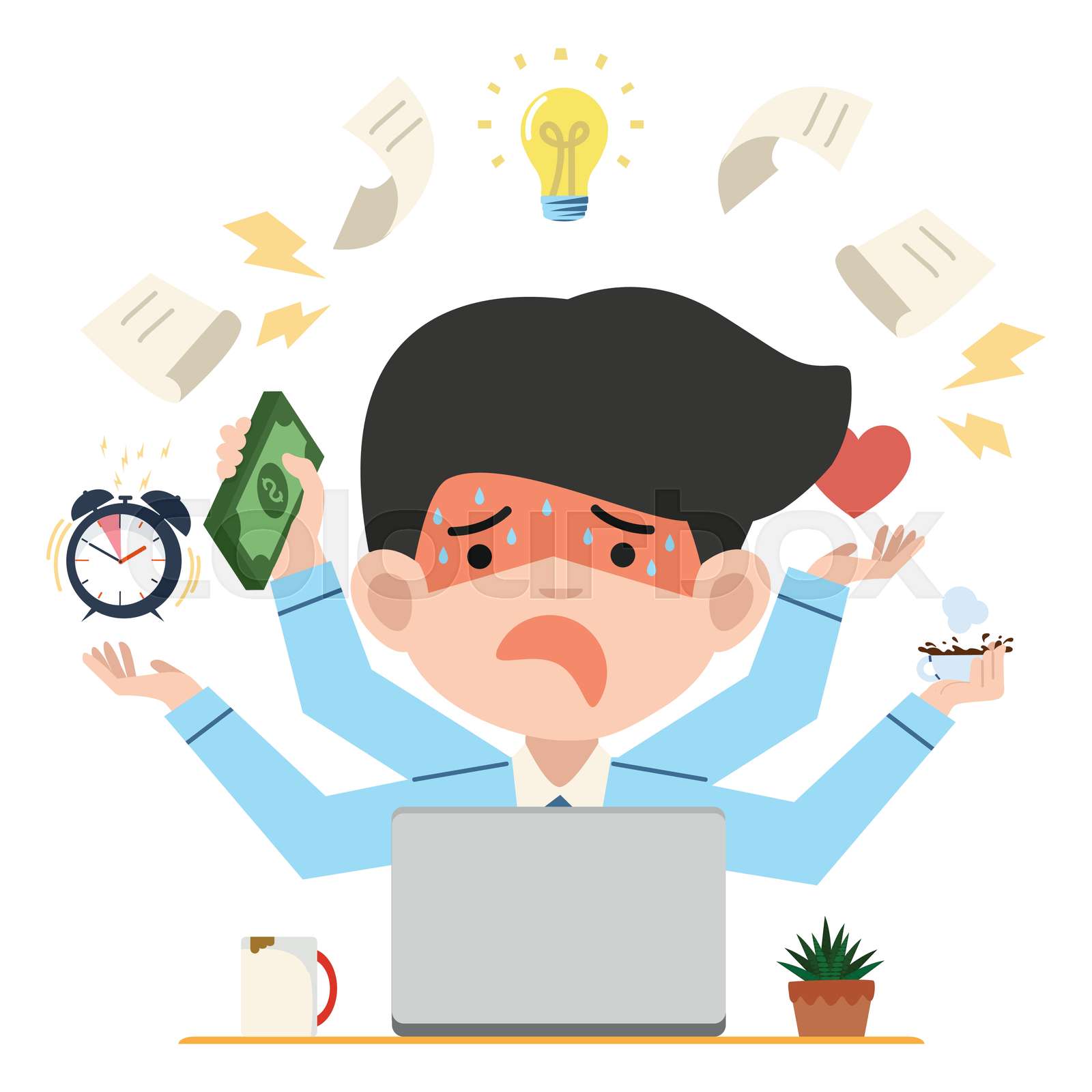 businessman working multitask activities Concept | Stock vector | Colourbox