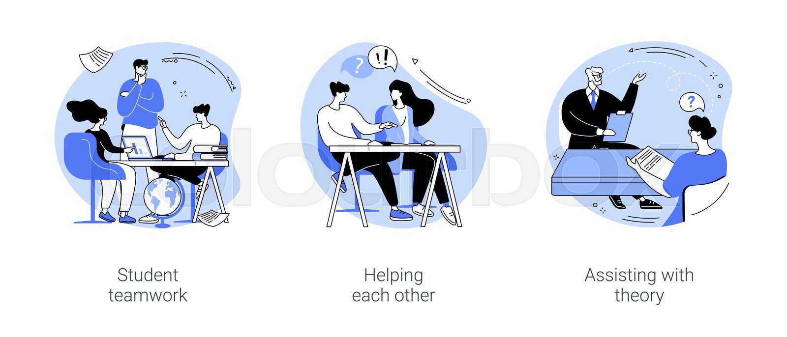 Peer tutoring isolated cartoon vector illustrations se | Stock vector ...