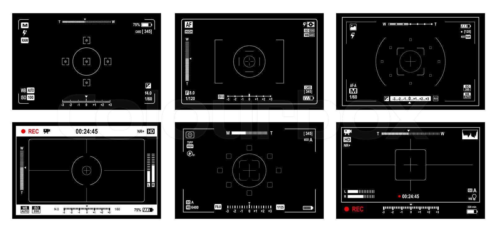 Video and photo camera viewfinder screen frames | Stock vector | Colourbox