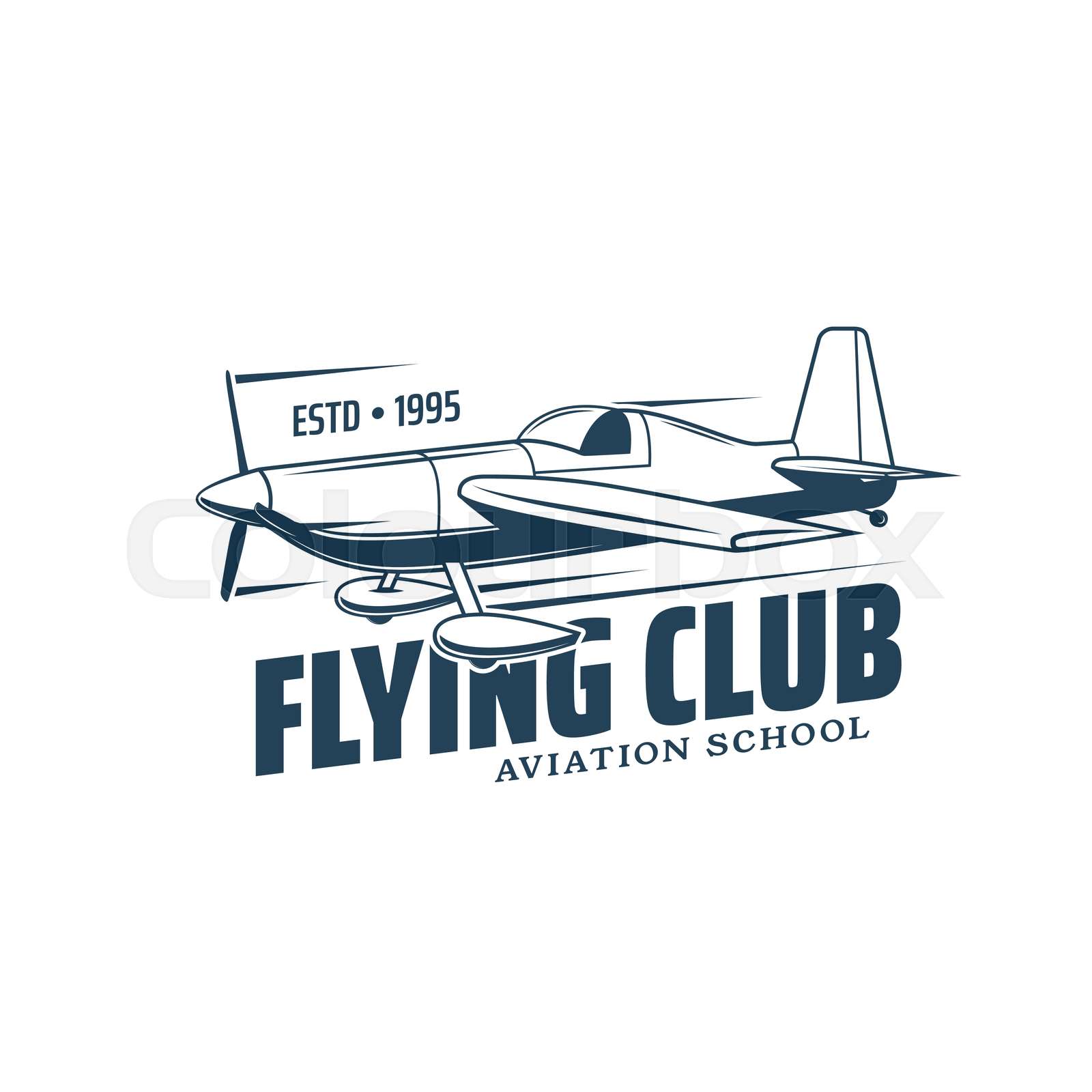 Flying club icon with plane of general aviation | Stock vector | Colourbox