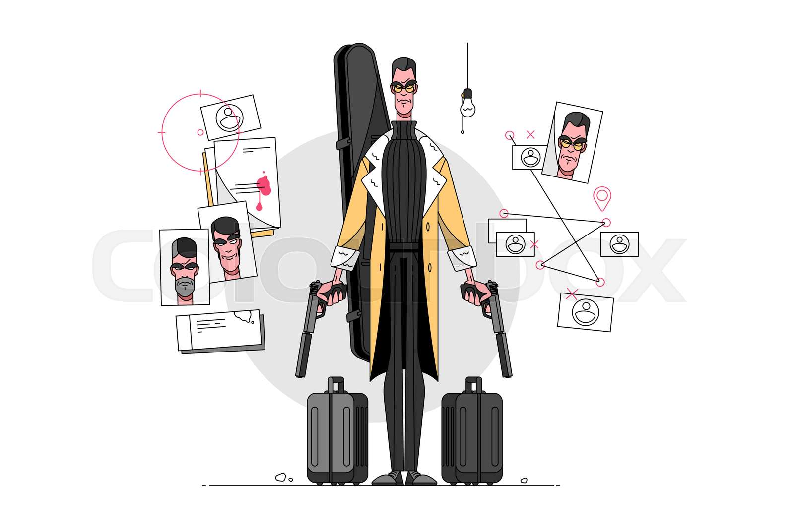 Professional killer man with guns | Stock vector | Colourbox