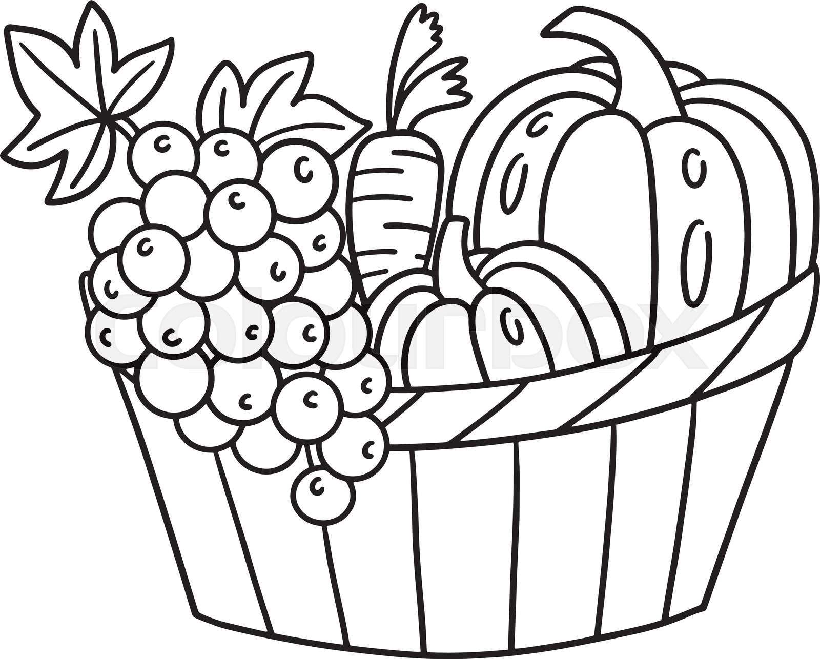 Vegetables Basket Coloring Page