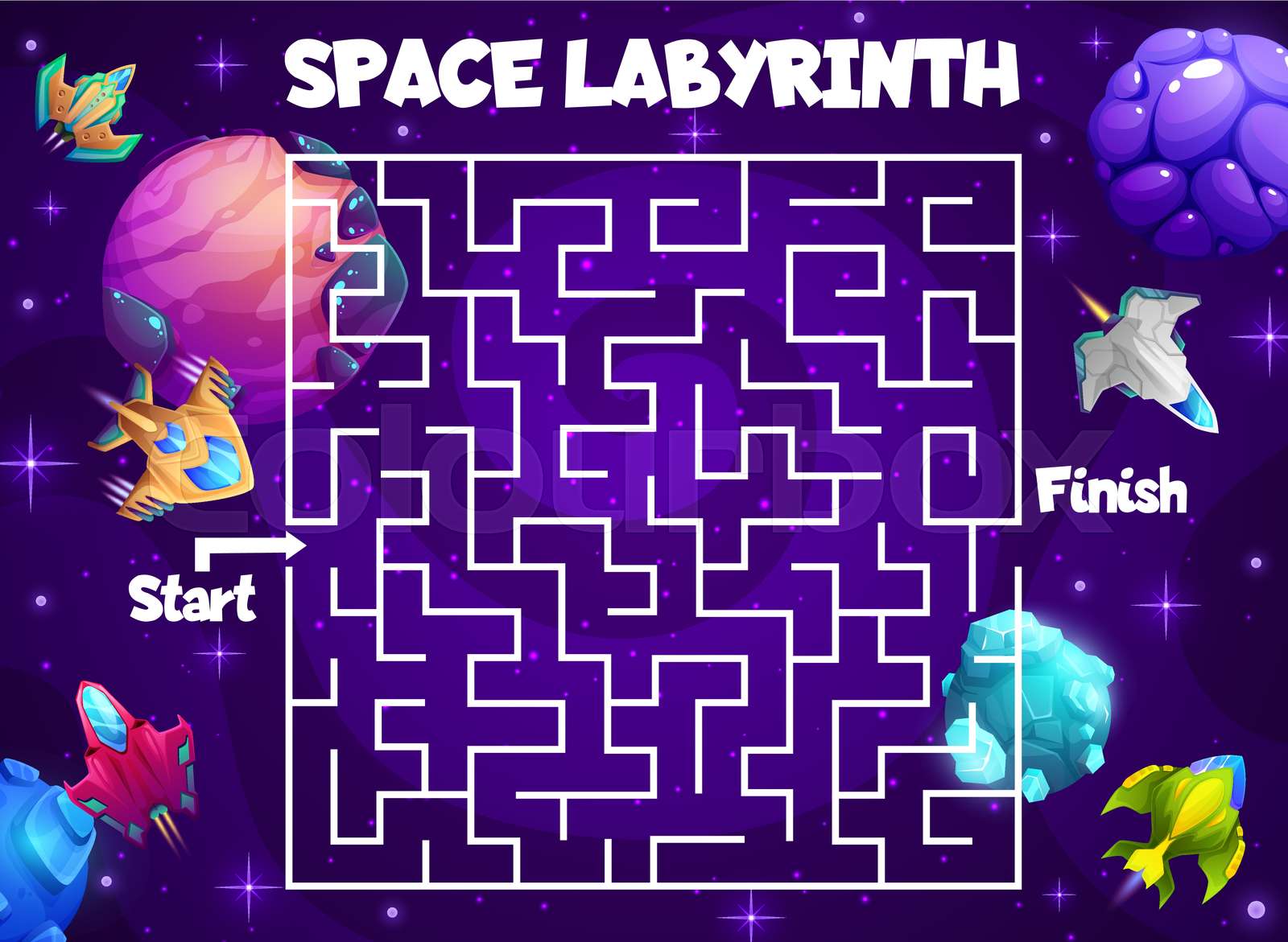 Space labyrinth maze help to starships find friend | Stock vector ...