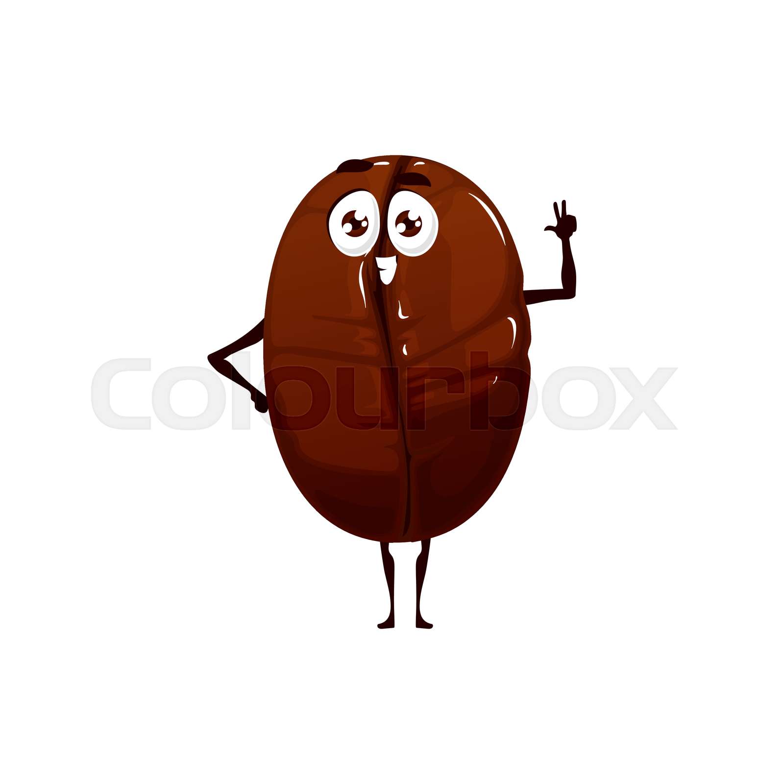 Cartoon coffee bean character with funny face | Stock vector | Colourbox