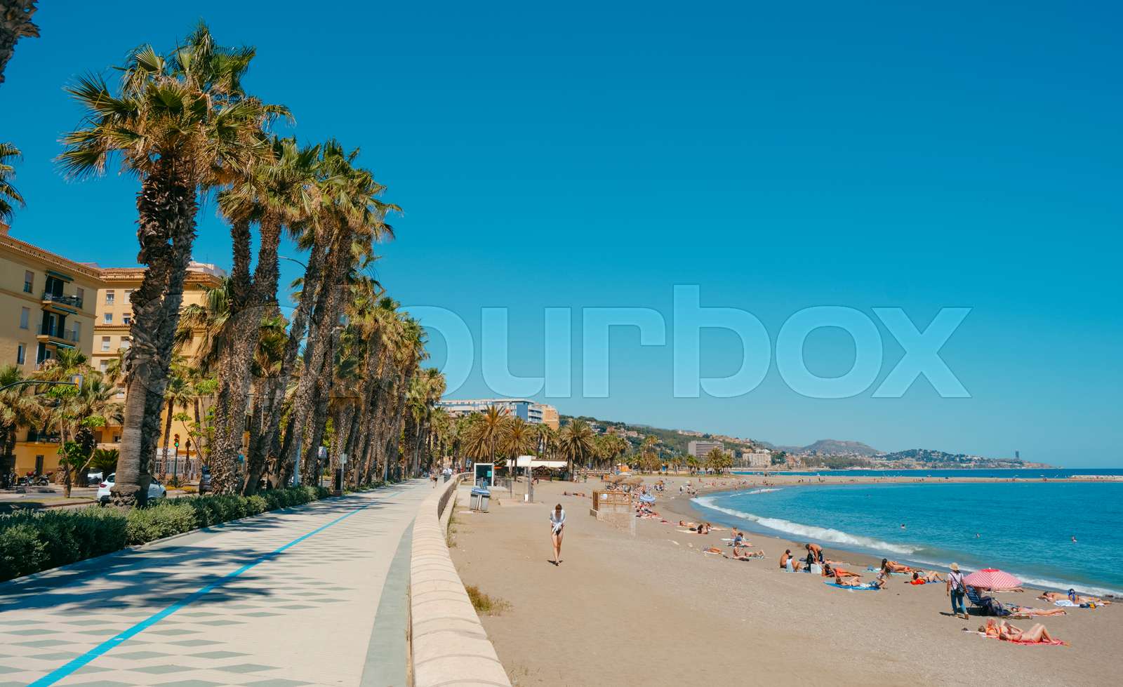 promenade at La Malagueta beach, Malaga, Spain | Stock image | Colourbox